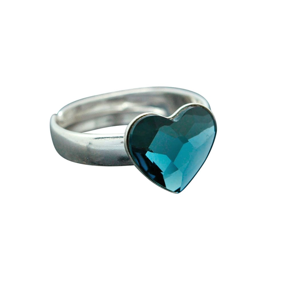 Silver Heart Denim Blue Ring – Tungsten Rings Direct