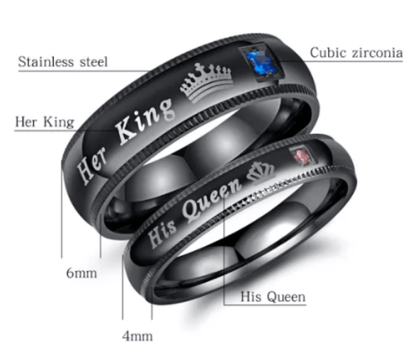 His Queen & Her King Couple Ring – Tungsten Rings Direct
