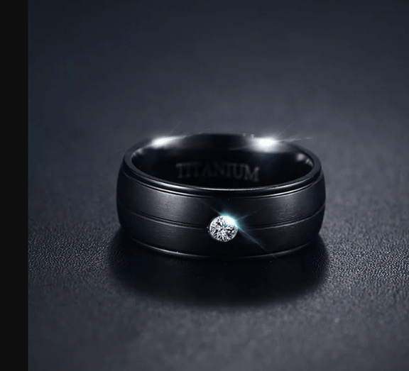 Black Titanium CZ Ring – Tungsten Rings Direct