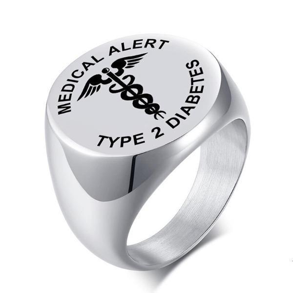 Medical Alert Type 2 DIABETES Ring – Tungsten Rings Direct